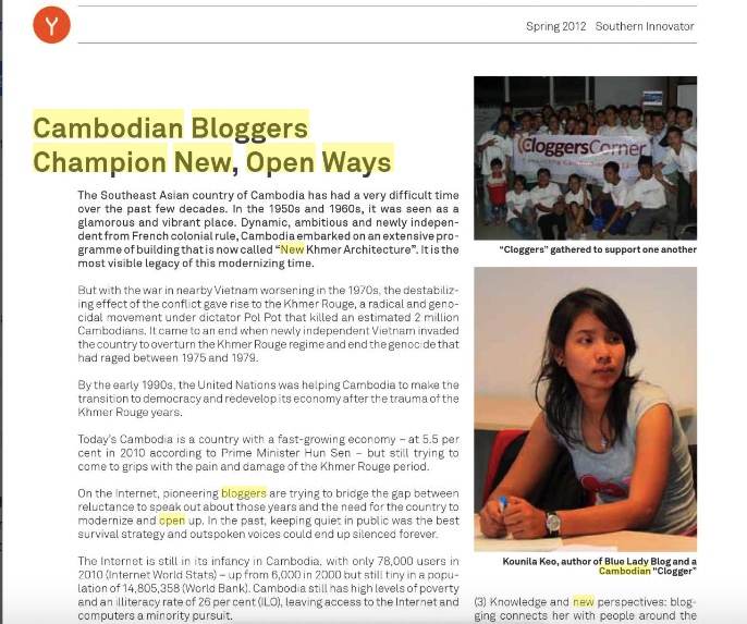 Cambodian Bloggers Champion New, Open Ways – David South Consulting